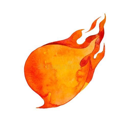Watercolor Burning Speech Bubble Isolated On White Hot Fireball In