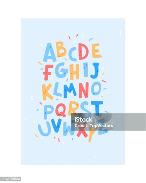 귀여운 파란 아이 포스터 와 알파벳 편지 와 같이 Nursery 인쇄 디자인 벡터 일러스트 스칸디나비아 문화에 대한 스톡 벡터