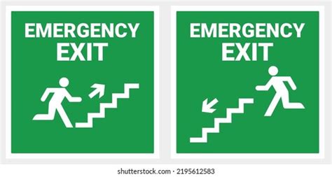 Safety Sign Emergency Exit Stairs Square Stock Vector Royalty Free Shutterstock
