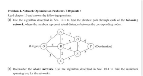 problem 4 network optimization problems 20 points