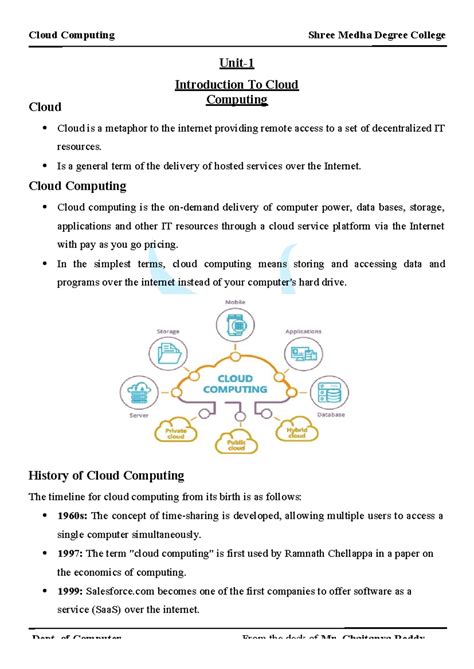 Cloud Computing Unit 1 Cloud Unit Introduction To Cloud Computing