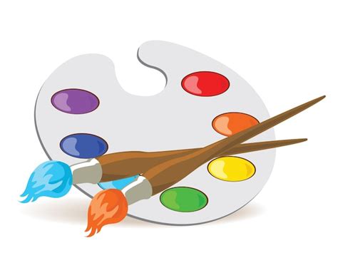 팔레트와 붓 프리미엄 벡터