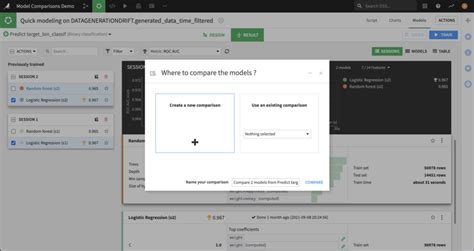Model Comparisons — Dataiku Dss 14 Documentation