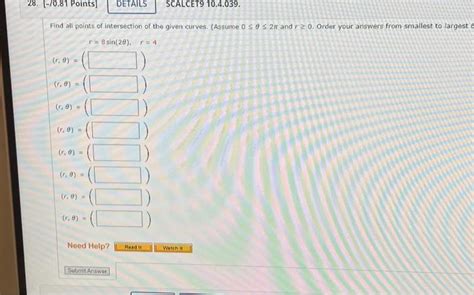 Solved Find All Points Of Intersection Of The Given Curves Chegg
