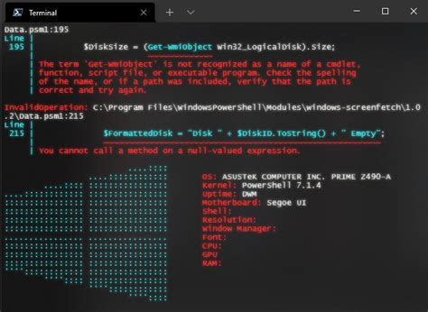 Tons Of Error Messages On Pwsh 714 · Issue 62 · Julianchow94windows