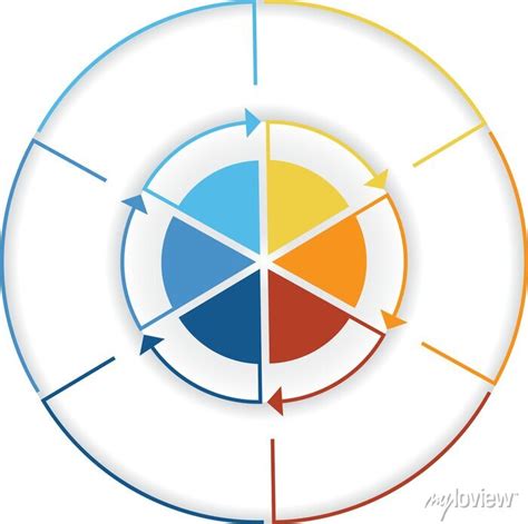 template infographic 6 position pie chart isolated wall stickers workflow visualisation