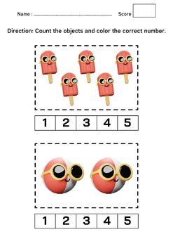 Count The Objects And Color The Correct Number SET 6 TPT