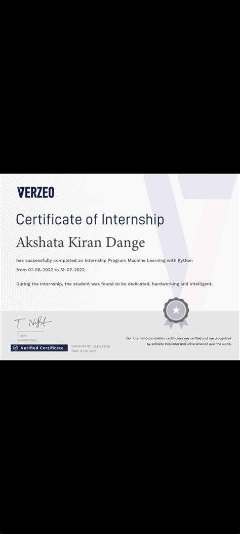 Akshata Dange On Linkedin Machinelearning Verzeointernship Verzio
