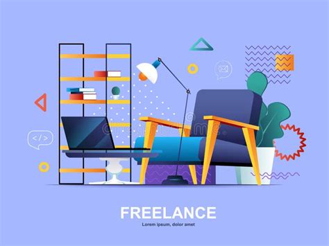 Freelance Flat Concept With Gradients Stock Vector Illustration Of Work Concept 283797519