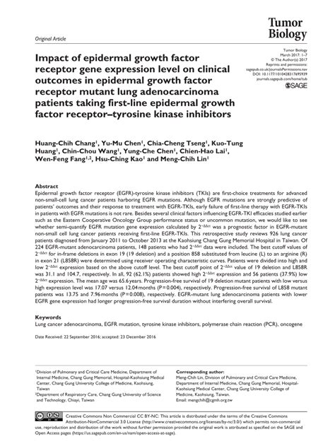 Pdf Impact Of Epidermal Growth Factor Receptor Gene Expression Level On Clinical Outcomes In