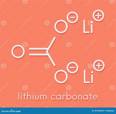 Lithium Carbonate Li2co3 Bipolar Disorder Drug Molecule Skeletal