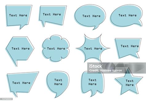 말하기 거품 채팅 상자 및 메시지 상자 개요 벡터 그림 디자인을 다양한 모양으로 설정합니다 0명에 대한 스톡 벡터 아트 및 기타 이미지 Istock