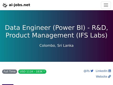 Hiring Data Engineer Power Bi Randd Product Management Ifs Labs