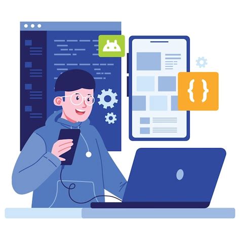 Premium Vector Programmer Character Illustration