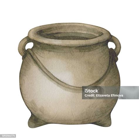 빈티지 오픈 주철 마녀의 가마솥의 수채화 그림 흰색 배경에 고립되어 있습니다 10월에 대한 스톡 벡터 아트 및 기타 이미지 10월 가마솥 가을 Istock