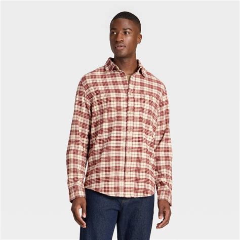 Mens Vintage Mid Weight Long Sleeve Flannel Shirt Goodfellow And Co