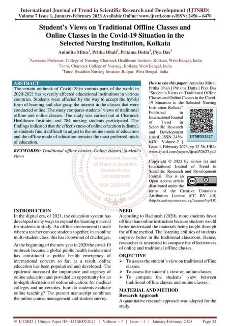 Students Views On Traditional Offline Classes And Online Classes In