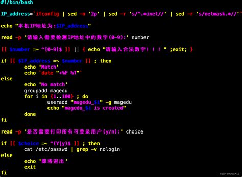 第二次作业（11 6） 完成一个shell脚本 脚本的作用。 1 运行脚本可以显示出本机的ip地址 2 如果ip地 csdn博客
