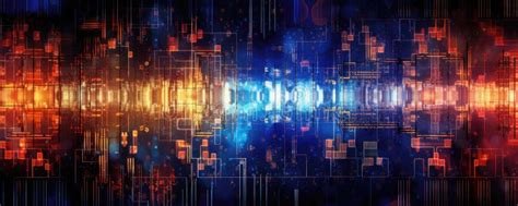 Abstract Background With A Network Of Digital Circuitry And Binary Code Representing The Fusion