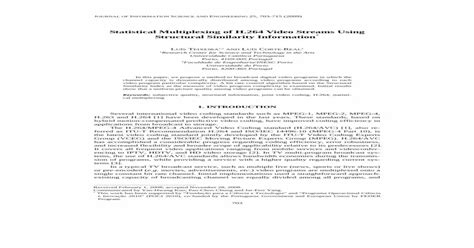 Statistical Multiplexing Of H264 Video Streams Using Structural