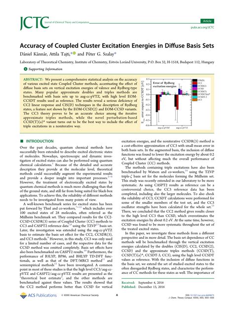 Pdf Accuracy Of Coupled Cluster Excitation Energies In Diffuse Basis Sets