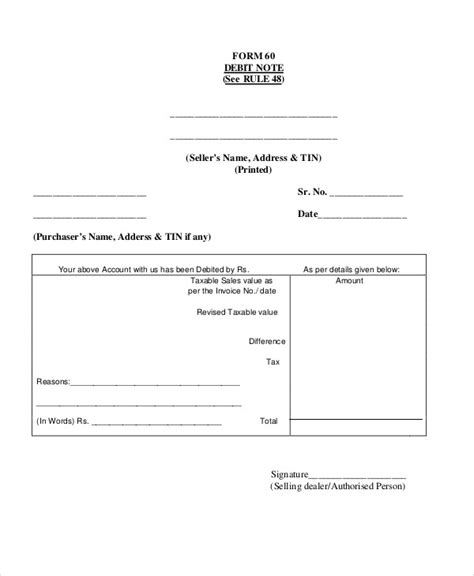 Debit Note Sample Master Of Template Document
