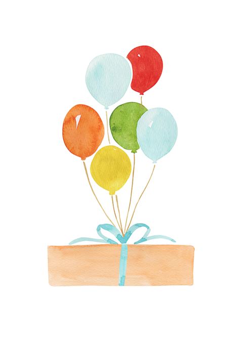 유토이미지 수채화 선물상자와 풍선