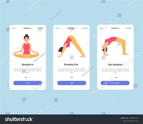Onboarding Screens Online Fitness Yoga App Stock Vector Royalty Free 2194263705 Shutterstock