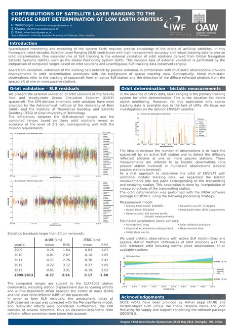 Pdf Contributions Of Satellite Laser Ranging To The Precise Orbit