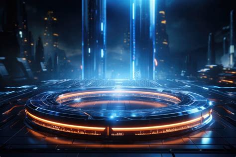 Futuristic Technology Background Circle Geometric Generative Ai Stock Illustration