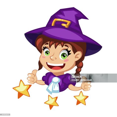 엄지손가락 및 3 개의 노란색 별 아이콘 학생 마녀 캐릭터 만화 10월에 대한 스톡 벡터 아트 및 기타 이미지 10월 가을 귀여운 Istock