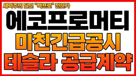 에코프로머티리얼즈 미친긴급공시 테슬라공급계약 5년간 100조 단일규모 사상최대 믿을수가 없다 에코프로 에코프로비엠 전구체클로즈드루프에코시스템 에코프로