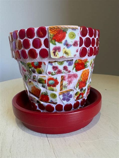 Mosaic Flower Pot Etsy Mosaic Flower Pots Flower Pots Mosaic