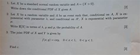 Solved Let X ﻿be A Standard Normal Random Variable And