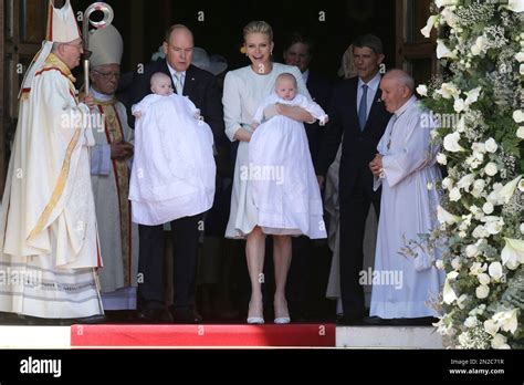 Prince Albert Ii Of Monaco Left And His Wife Princess Charlene Leave
