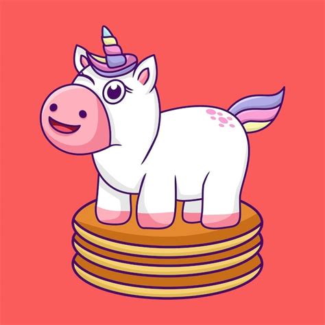 Premium Vector Unicorn On A Stack Of Pancakes