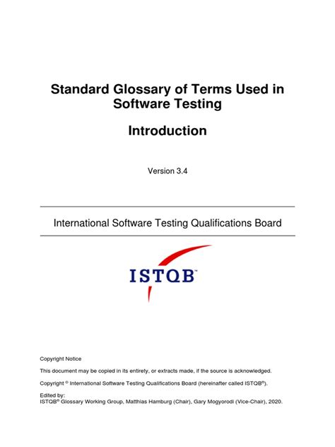 Istqb Glossary Introduction V3 4 Pdf Software Testing