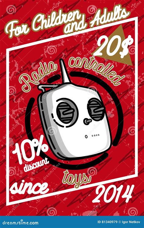 Color Vintage Radio Controlled Toys Poster Stock Vector Illustration Of Model Buggy 81340979