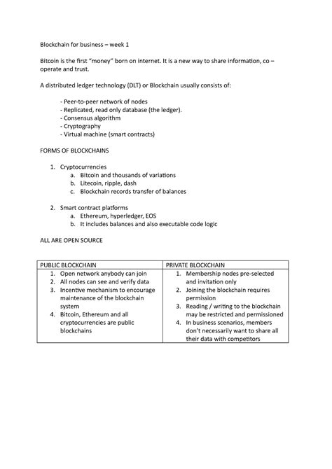 Blockchain For Business Whole Course Lecture Notes Blockchain For