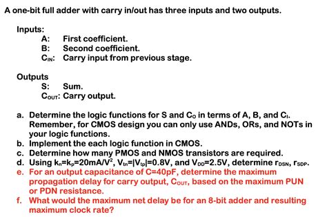 Solved A One Bit Full Adder With Carry Inout Has Three