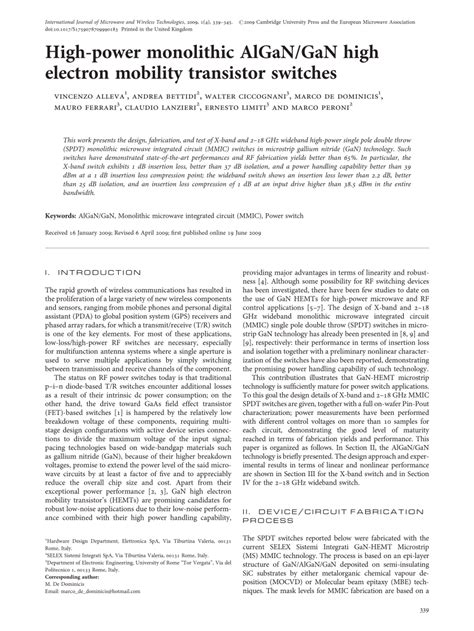 Pdf High Power Monolithic Algangan High Electron Mobility Transistor