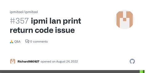 ipmi lan print return code issue · ipmitool ipmitool · discussion 357