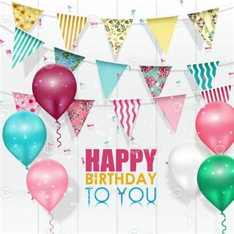 خرید و قیمت بادکنک های رنگی بنر تولدت مبارک در پس زمینه سفید ترب