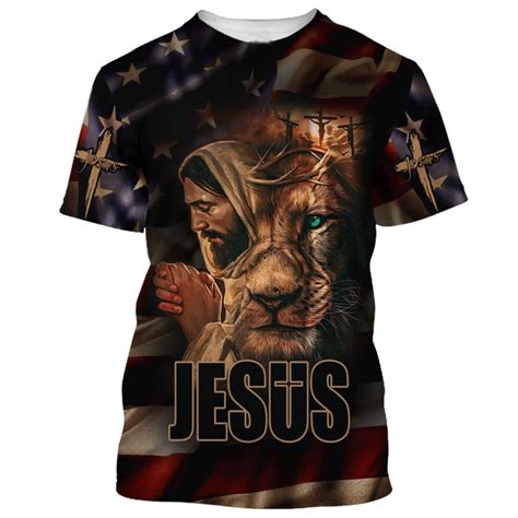 Jesus And The Lion 3d Shirts Christian T Shirts For Men And Women