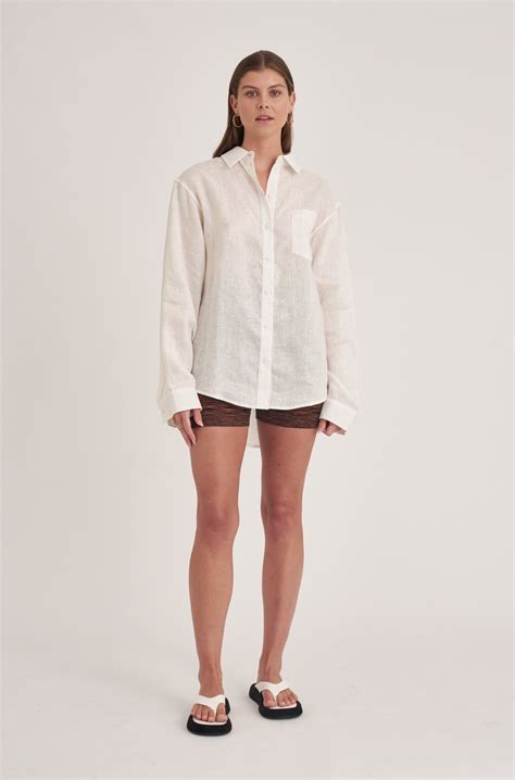 Sophia Shirt Off White 100 Linen The Haze