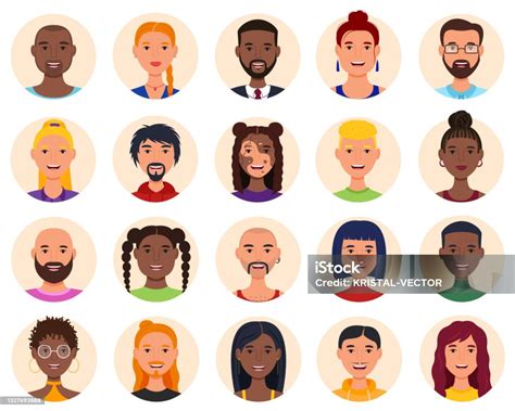 웃는 사람들 아바타의 집합 다양한 특이한 외모의 남성과 여성 옆모습에 대한 스톡 벡터 아트 및 기타 이미지 옆모습 가공의 인물 남성 Istock