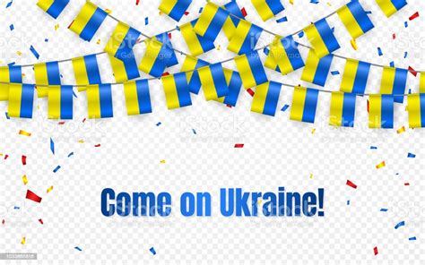 투명 한 배경 색종이와 우크라이나 갈 랜드 깃발 걸어 축 하 템플릿 배너 벡터 일러스트 레이 션에 대 한 멧 새 공휴일에 대한 스톡 벡터 아트 및 기타 이미지 Istock