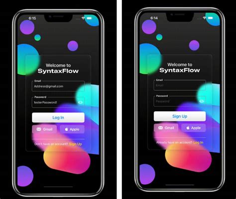 Loginsignup View With A Glassmorphic Design Written In Swiftui