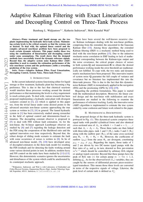 Pdf Adaptive Kalman Filtering With Exact Linearization And Decoupling Control On Three Tank