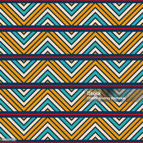 지그재그 색상 줄무늬가 있는 벡터 장식용 원활한 색상 패턴입니다 민족 줄무늬 장식입니다 기하 도형에 대한 스톡 벡터 아트 및